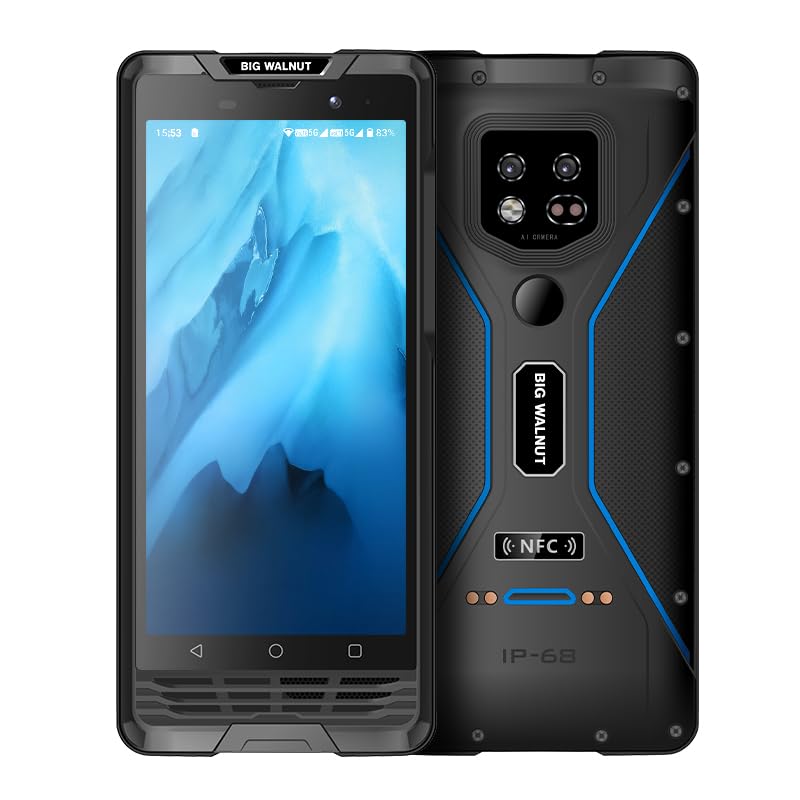 Big Walnut B2 Rugged Smartphone Unlocked, 8000mAh Battery 8GB 256GB Android 12 Cell Phone, 64MP Camera 24MP Night Vision,IP68 Waterproof Mobile Phone Unlocked 5G GSM Dual Sim NFC