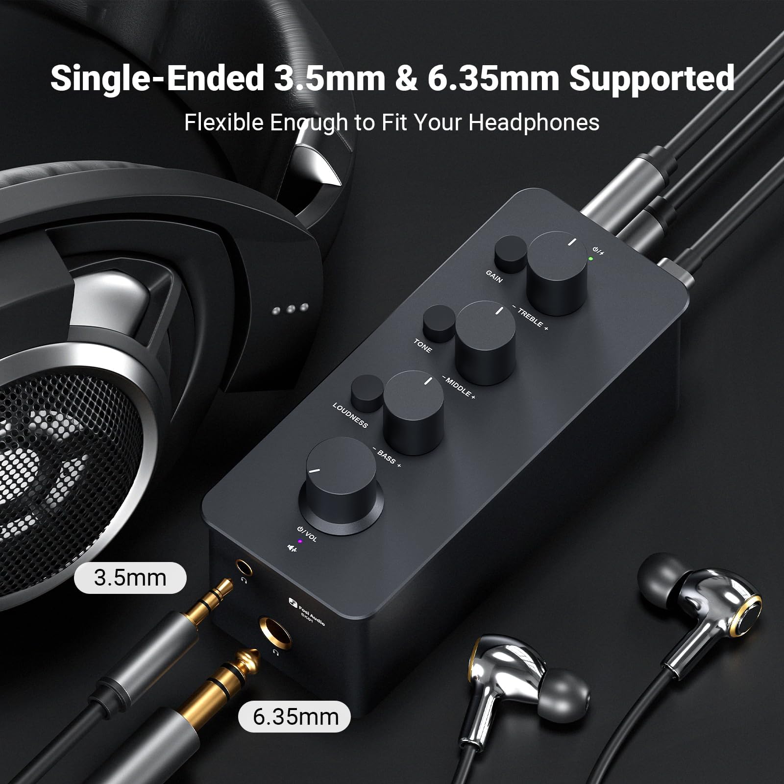 Fosi Audio SK01 Headphone Amplifier Equalizer Preamp with Bass Midrange Treble Tone Control and Loudness Compensation Portable Class A Analog Amp for Electric Guitar Instrument with 3.5mm 6.35mm Jacks