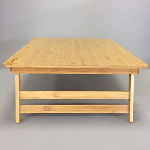 Time Concept Vacances Foldable Bamboo Table - L 20" x W 24" x H 9" - Wooden Picnic Furniture, Portable Dining Use