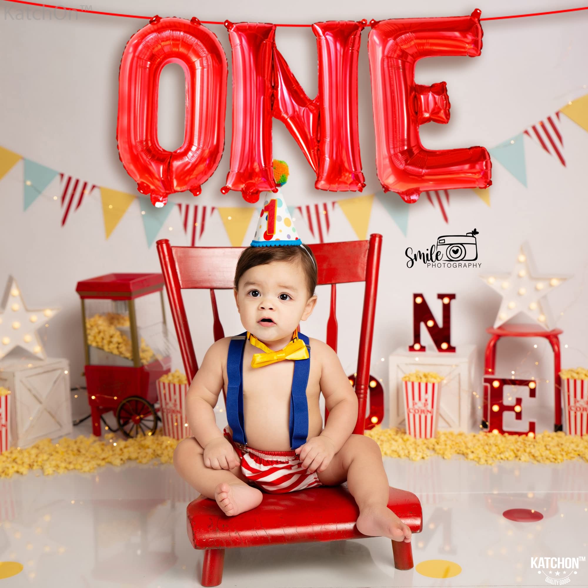 KatchOn, Big Red Metallic Balloons - Pack of 6 | Red Foil Balloons, One Birthday Balloon | Red One Balloon for Berry First Birthday Decorations and Red Birthday Decorations