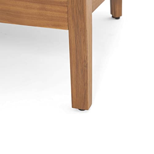 Christopher Knight Home Alina Outdoor Loveseat Set with Coffee Table, Teak Finish, Beige