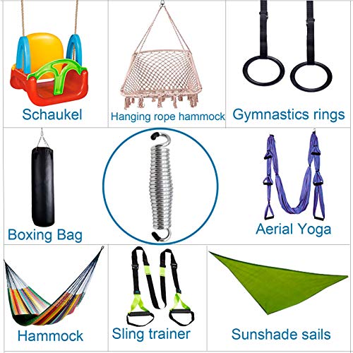 Porch Swing Springs Heavy Duty - 1600Lbs Silver Hammock Chair Spring,Hanger Ceiling Mount Spring(Pack of 2)