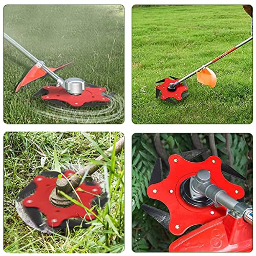 ISWAWO Steel Trimmer Head, Universal Weed Eater Blades 6 Steel Razors 65Mn Professional Blade Cutter Replacement for String Trimmers - 1 Trimmer Head & 2pcs Different Blade Adapter Kits
