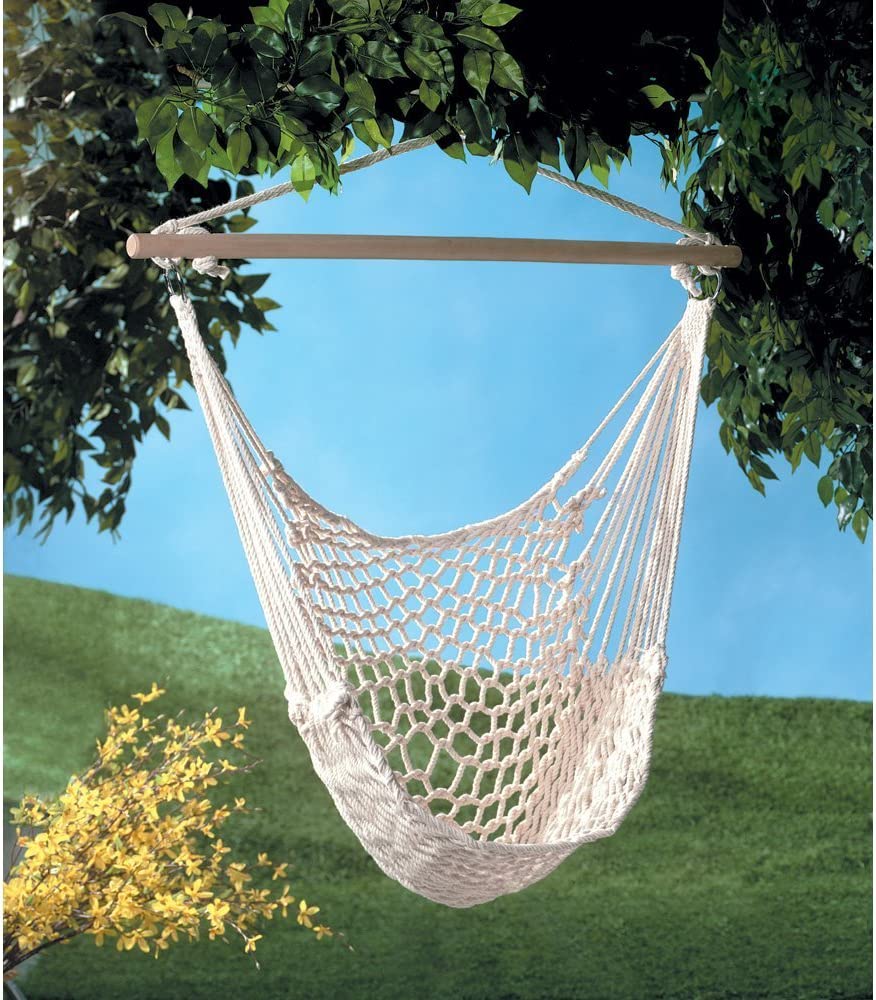 Gifts & Decor Cotton Rope Hammock Cradle Chair with Wood Stretcher