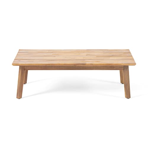 Christopher Knight Home Alina Outdoor Loveseat Set with Coffee Table, Teak Finish, Beige
