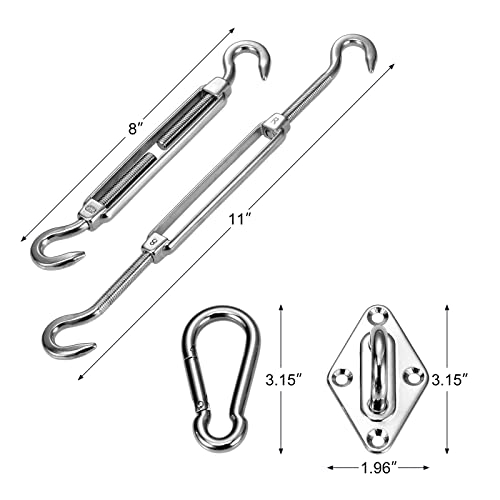 Ollieroo Shade Sail Hardware Kit for Rectangle and Square Sun Shade Sail Installation 8 Inches Silver