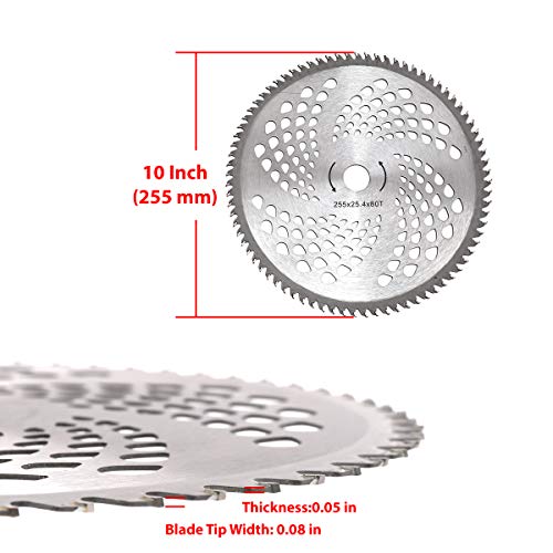 AR-PRO (2-Set) 10" x 80T Carbide Tip Brush Blades β for Cutter, Trimmer, Weed Eater | Made from Premium Stainless Steel That Lasts Long | Cuts Like Butter
