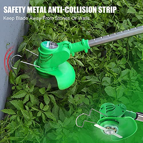 Cordless Weed Trimmer Battery Powered, 21V Lightweight Weed Wacker with 2 Li-Ion Battery, 1 Charger and 11 Cutting Blades, 47 Inch Powerful Weed Eater for Lawn, Yard, Garden, Bush Trimming & Pruning