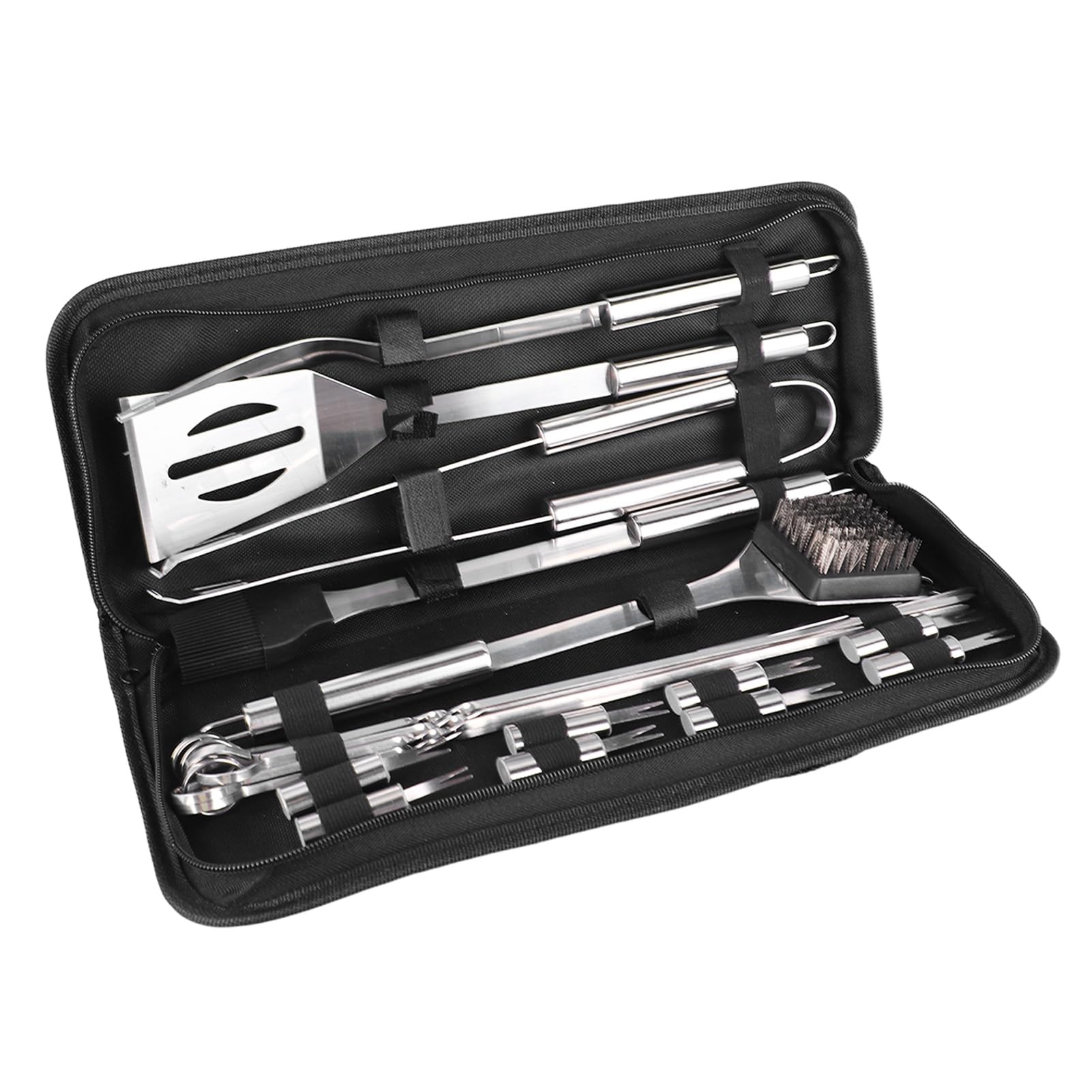 20pcs BBQ Grill Set Professional Stainless Steel Tongs Spatula Fork Brush Barbecue Tool Set for Outdoor Camping Travel