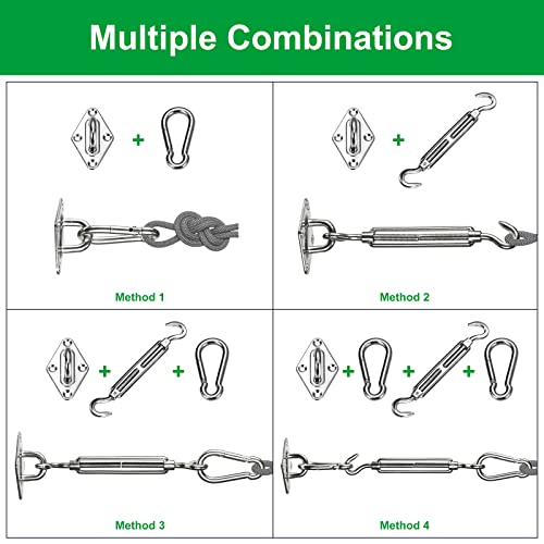 Ollieroo Shade Sail Hardware Kit for Rectangle and Square Sun Shade Sail Installation 8 Inches Silver