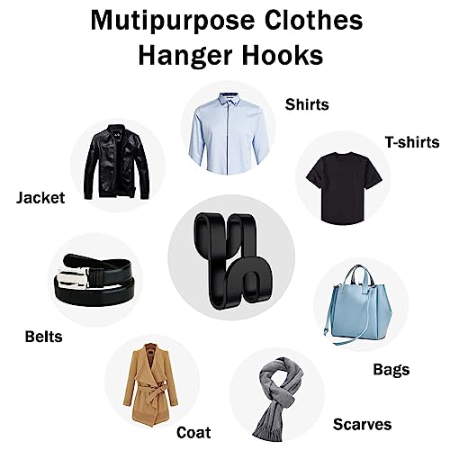 DTOWER Clothes Hanger Connector Hooks Resin Closet T-Shirt Belt Tie Hat Scarf Cascading Space Saving Clip Portable Bedroom Kit, 20Pcs