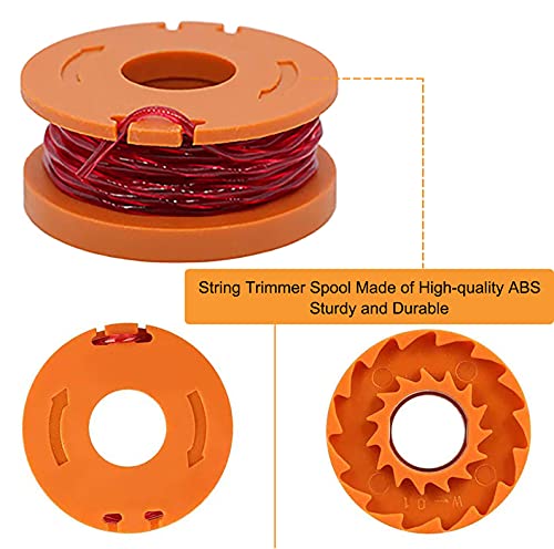 KAKO Replacement Spool for Worx Weed Eater String,10ft 0.065" Trimmer Spool Line for Worx WA0010 WA0004 WG151 WG155 WG163 WG170 WG175 WG180 Weed Wacker String(12 Spools+2Caps)