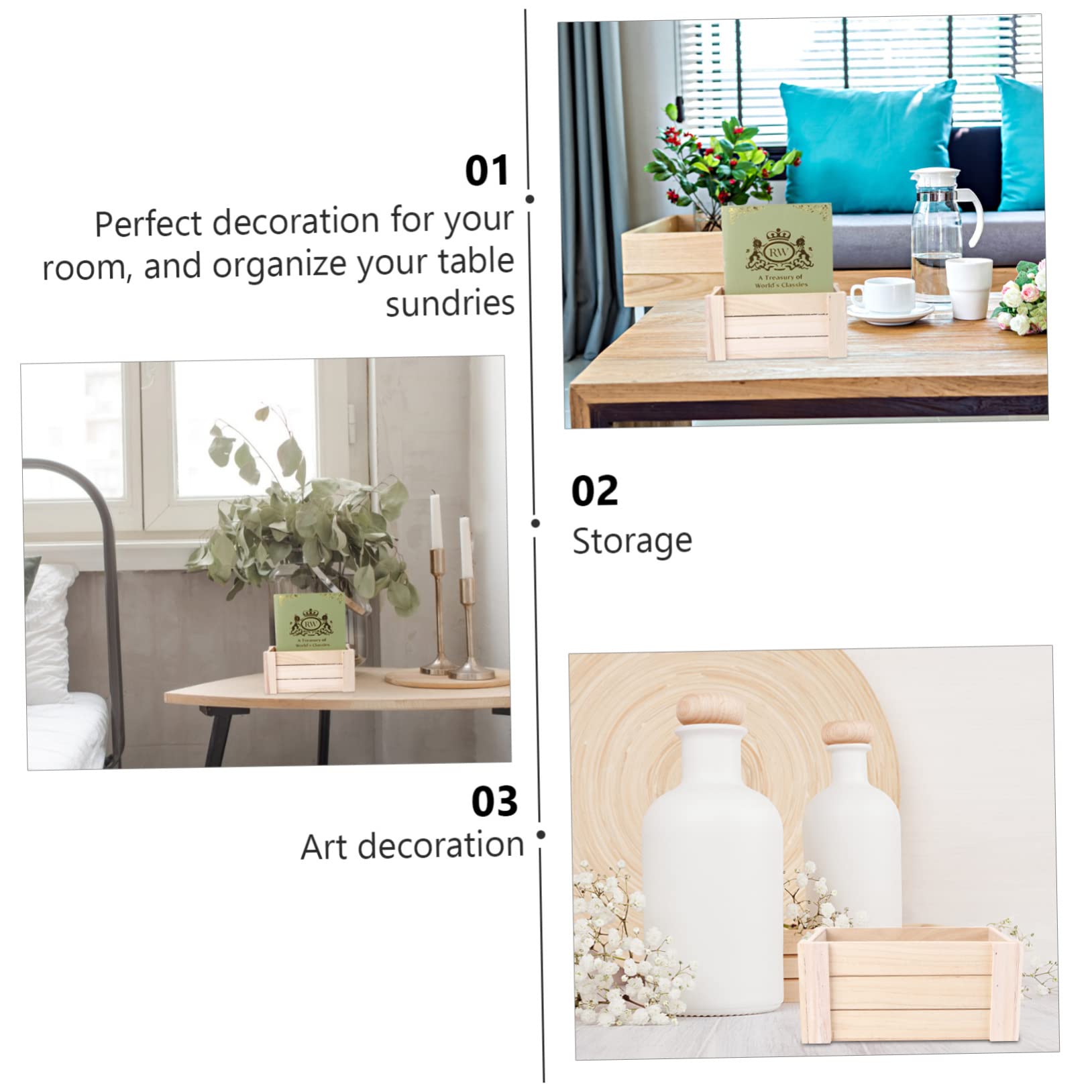 FUNOMOCYA 1pc Wooden Desktop Storage Basket Wood Desk Containers for Fruit Rustic Storage Bins Table Organizer Wood Nesting Storage Box Rustic Wood Crates Wooden Table Storage Box Organizer