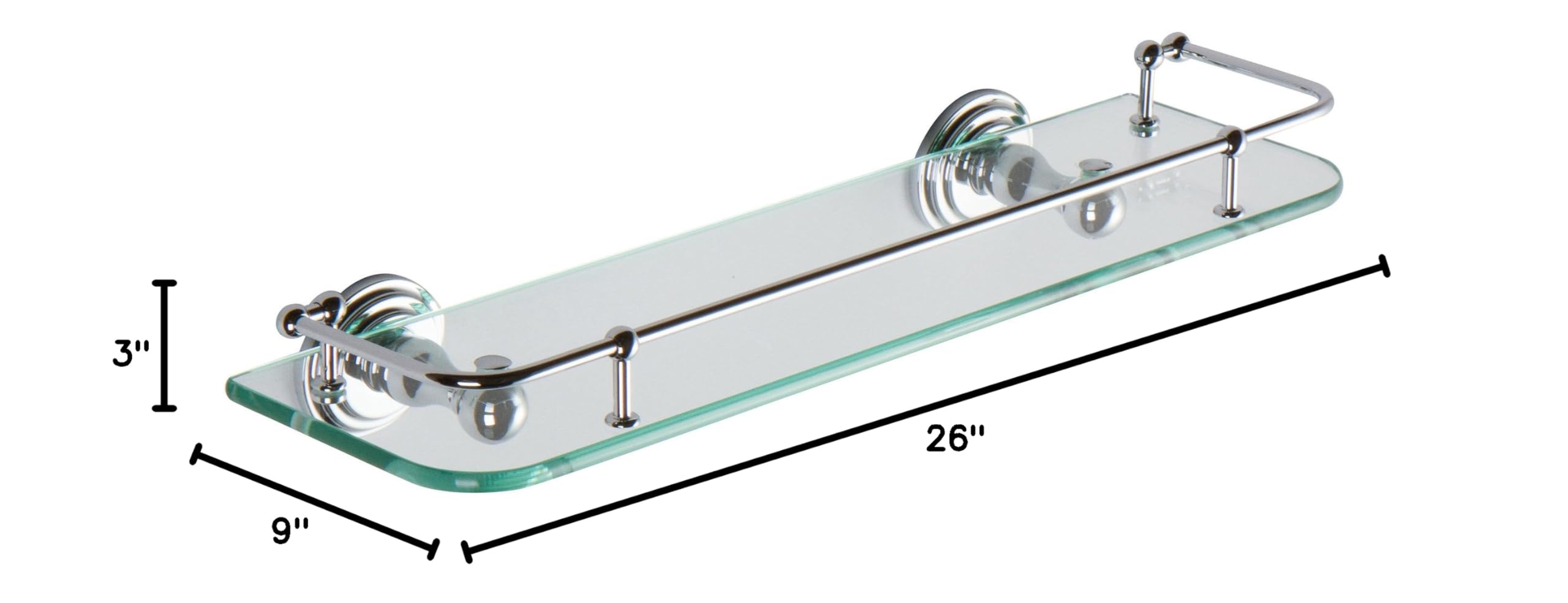 Ginger 1135T-18/PC Chelsea Gallery Rail Shelf, 18", Polished Chrome