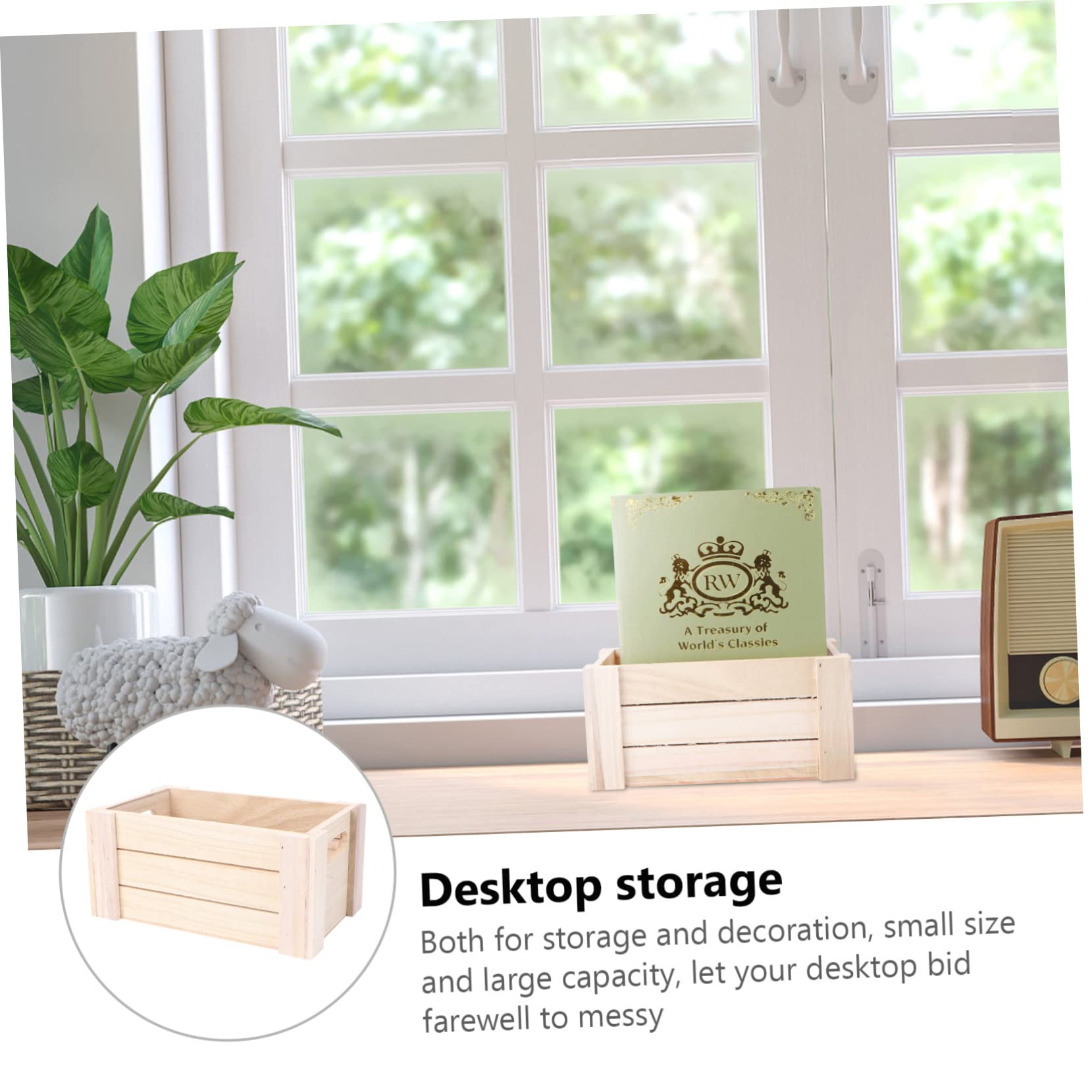 FUNOMOCYA 1pc Wooden Desktop Storage Basket Wood Desk Containers for Fruit Rustic Storage Bins Table Organizer Wood Nesting Storage Box Rustic Wood Crates Wooden Table Storage Box Organizer