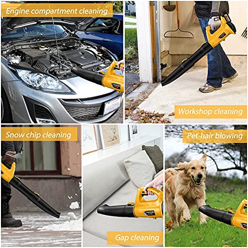 EKACO Leaf Blower - 320 CFM 150 21V MPH Leaf Blower Cordless with 4.0Ah Battery and Charger, Electric Leaf Blower with 6-Speed Control 2 Section Tubes for Lawn Care, Yard, Snow Debris, and Dust