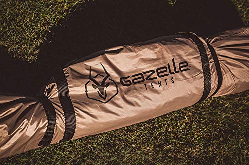 Gazelle G6 6-Sided 12 Foot x 12 Foot Pop Up Portable 8 Person Camping Gazebo Day Tent with Hub Design and Mesh Screen Windows, Desert Sand