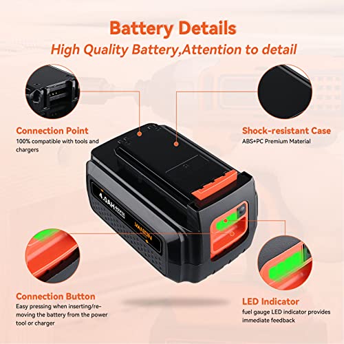 VANON Replacement for Black and Decker 40V Lithium Max Battery 4.0Ah LBXR36 LBX2040 LBXR2036 LST540 LCS1240 LBX1540 LST136W,2-Pack