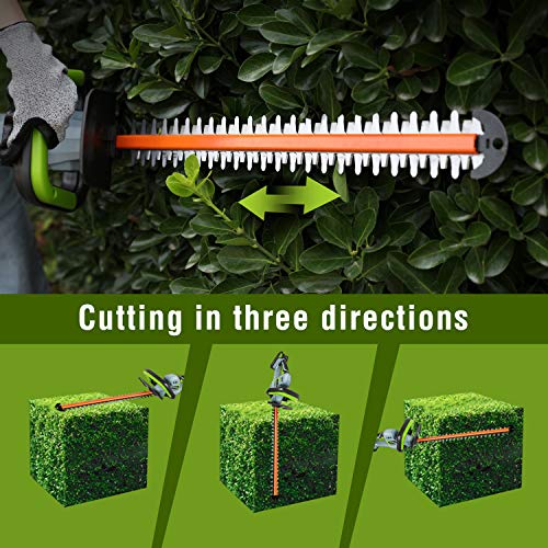 WORKPRO 20V Cordless Hedge Trimmer, 20" Dual Action Blades Electric Gardening Trimmer, 2.0Ah Battery 1 Hour Quick Charger Included, Great Garden Gifts