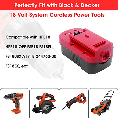 Enermall 2 Pack 3.6Ah Ni-Mh Replacement Battery HPB18 Compatible with Black and Decker 18V Battery HPB18-OPE 244760-00 A1718 FS18FL FSB18 Firestorm Cordless Power Tools