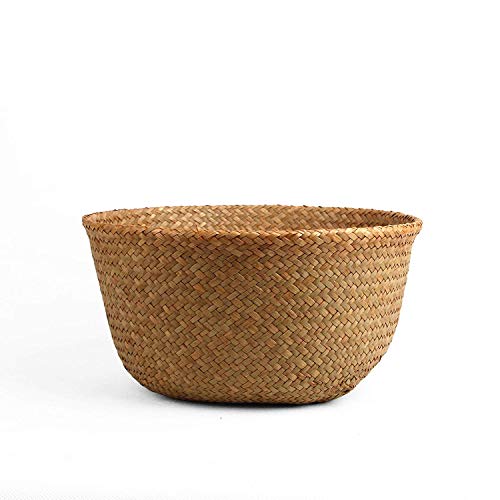 BlueMake Woven Seagrass Belly Basket for Storage Plant Pot Basket and Laundry, Picnic and Grocery Basket (Medium, Original)