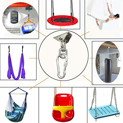 Arlai Hanging Chair Hardware Hanging Kit - Heavy Duty 360° Rotate Ultra Durable Hooks for Swing, Yoga, Playground, Gym, Punching Bag Hanger, 1000 lb Capacity