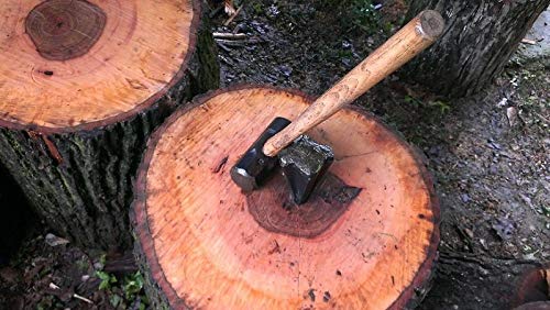 Edward Tools Diamond Wood Splitting Wedge - 4 LB Steel 4 Way Log Splitter - Torpedo/Grenade Wedge Design Splits Firewood into 4 Pieces - Less Effort Manual Maul Log Splitting