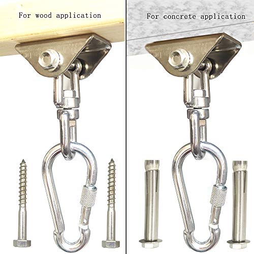 Arlai Hanging Chair Hardware Hanging Kit - Heavy Duty 360° Rotate Ultra Durable Hooks for Swing, Yoga, Playground, Gym, Punching Bag Hanger, 1000 lb Capacity