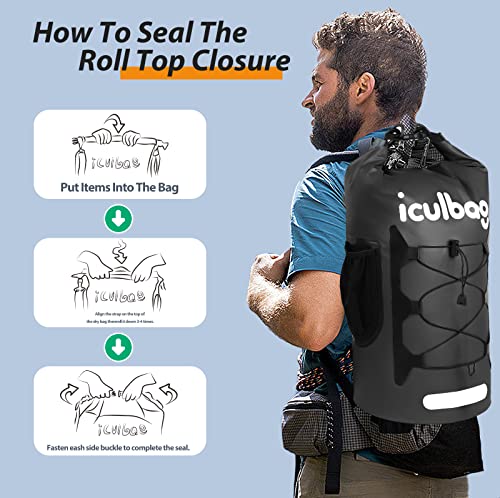 Iculbag Small Cooler Backpack Insulated Waterproof 20L/25Cans Backpack Coolers Insulated Leak Proof Roll Top Outdoors Ice Lunch Bags for Men Women Beach Camping Hiking Picnic Travel 18 Hours Cooling