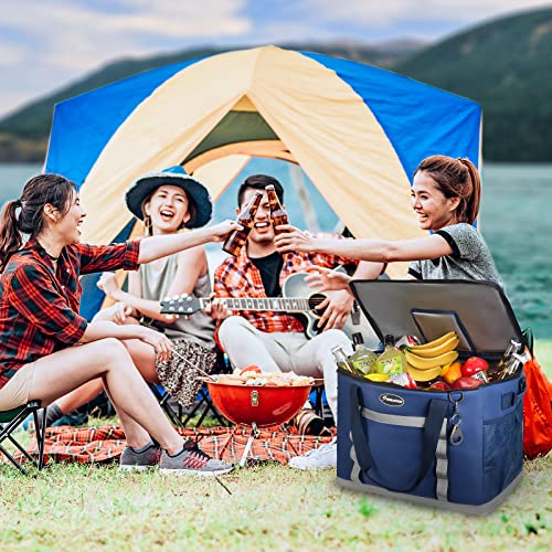 Maelstrom Collapsible Soft Sided Cooler - 75 Cans Extra Large Lunch Cooler Bag Insulated Leakproof Camping Cooler, Portable for Grocery Shopping, Camping, Tailgating and Road Trips,Blue