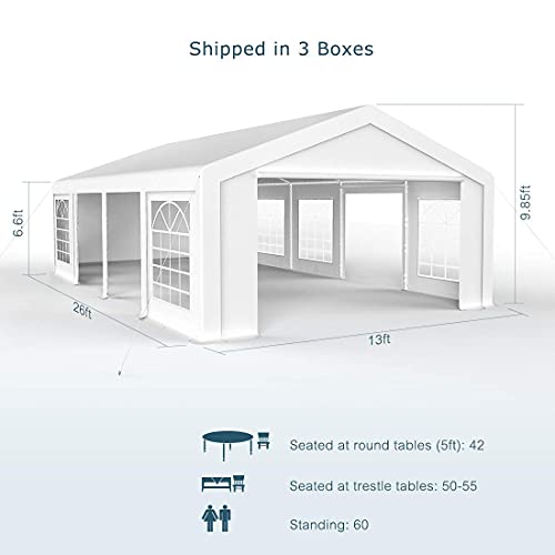Quictent 13'x26' Heavy Duty Outdoor Gazebo Wedding Party Tent Canopy Shelter with Carry Bags
