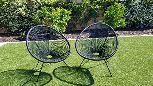 Kingmys Acapulco Woven Lounge Chair for Indoor and Outdoor Use (2PC Black)