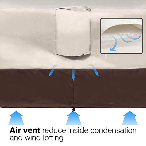 Vailge Rectangular Coffee Table Cover - Outdoor Lawn Patio Furniture Covers with Padded Handles and Durable Hem Cord - Heavy Duty and Waterproof,Fits Large Rectangular Coffee Table (Beige & Brown)