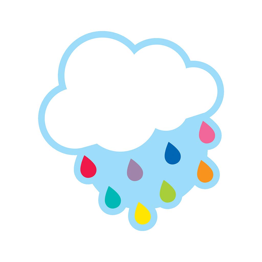Schoolgirl Style Hello Sunshine Rainbow Rain Cloud Cutouts, 36 Cloud Cutouts for Bulletin Board, Classroom Décor, and Spring Décor, Rainbow Classroom Cut-outs, Cutouts for Classroom Rainbow Décor