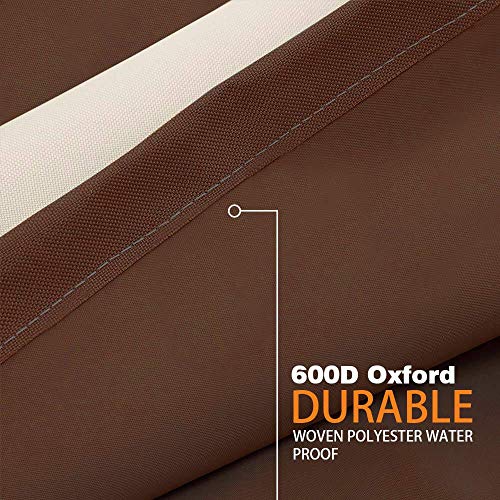 Vailge Rectangular Coffee Table Cover - Outdoor Lawn Patio Furniture Covers with Padded Handles and Durable Hem Cord - Heavy Duty and Waterproof,Fits Large Rectangular Coffee Table (Beige & Brown)