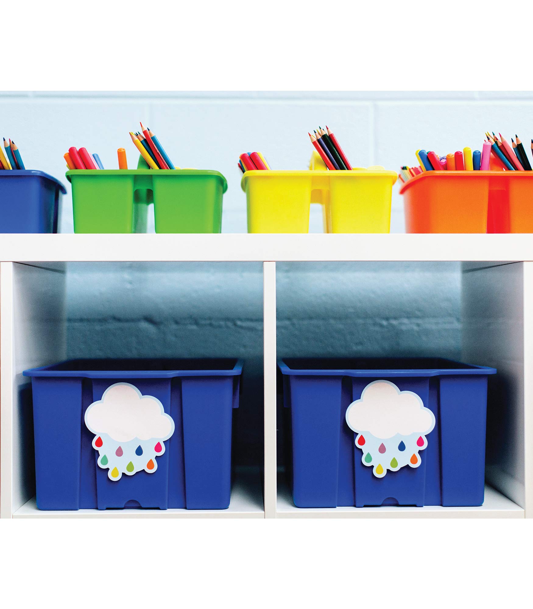 Schoolgirl Style Hello Sunshine Rainbow Rain Cloud Cutouts, 36 Cloud Cutouts for Bulletin Board, Classroom Décor, and Spring Décor, Rainbow Classroom Cut-outs, Cutouts for Classroom Rainbow Décor