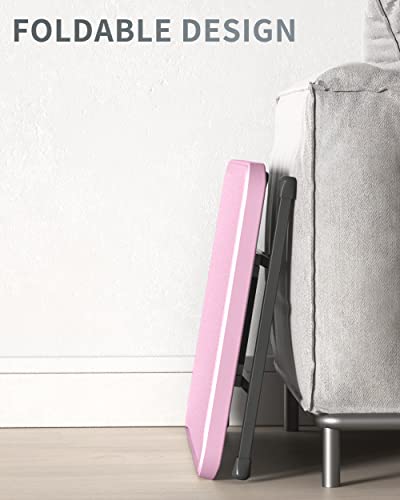 SOUNDANCE Small Folding Table, Adjustable TV Tray, Portable Dinner Table, Lightweight, Zero Assembly, Easy to Fold and Storage, Sturdy Desk for Home Garden Office Indoor Outdoor Use, Pink