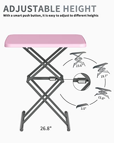 SOUNDANCE Small Folding Table, Adjustable TV Tray, Portable Dinner Table, Lightweight, Zero Assembly, Easy to Fold and Storage, Sturdy Desk for Home Garden Office Indoor Outdoor Use, Pink