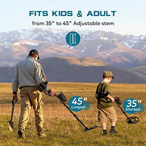 Metal Detector Tilswall Professional for Kids, High Accuracy Adjustable, 8.5 Inch Search Coil Waterproof with LCD Display, All Metal & Disc Mode Easy to Use