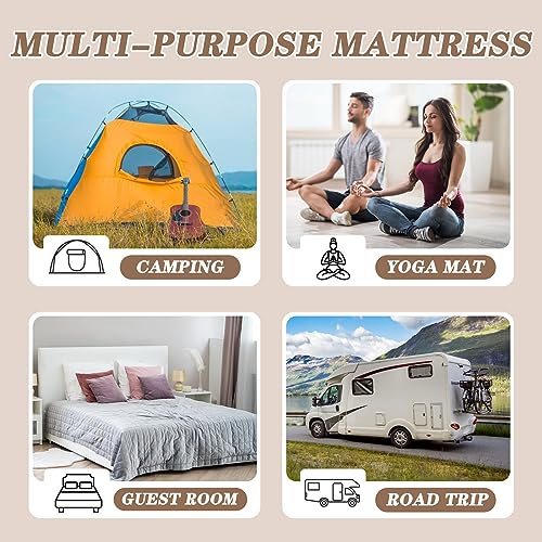 DoCred Full Size Futon Mattress, Extra Thick Foldable Japanese Floor Mattress Memory Foam Sleeping Pad for Adults - Roll Up Mattress Tatami Mat Folding Sleeping Pad Breathable Floor Lounger Guest Bed