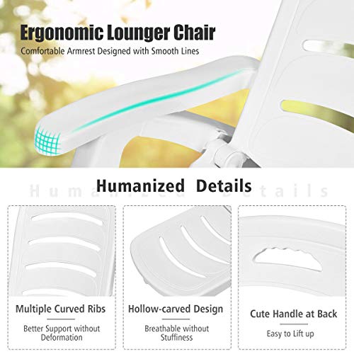HAPPYGRILL Foldable Patio Lounger Chaise Chair with Wheels for Outdoor Patio Poolside