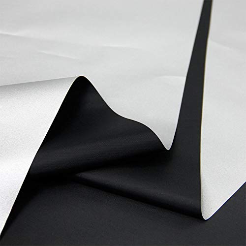 Blackout Drapery Shade Fabric Black and Silver 100 Percent Shading Light Waterproof Sunshade Cloth Light Weight (3Yards)