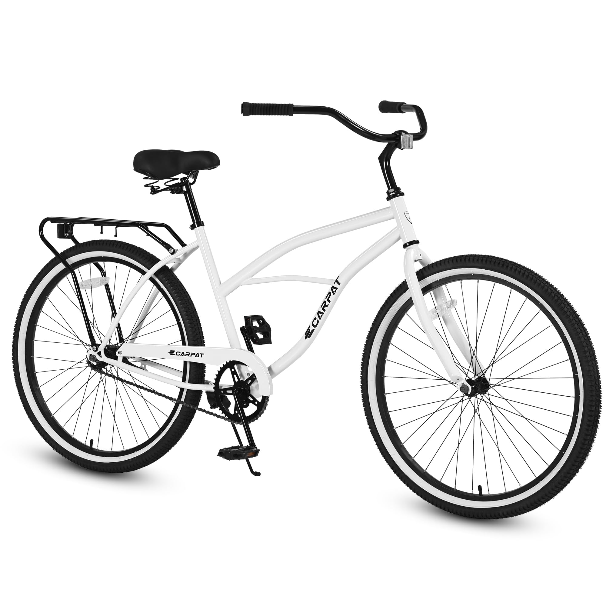 Toolmoo 26 Inch City or Beach Cruiser Bike Coaster Brake for Women Men White Free Return