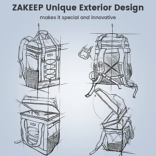 ZAKEEP Cooler Backpack, 36 Cans Multifunctional Leakproof Cooler Backpack with Padded Top Handle, Mesh Pocket for Camping BBQ (White)