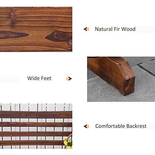Outsunny Wooden Wagon Wheel Bench, 3-Person Rustic Slatted Seat, Outdoor Patio Furniture, Brown