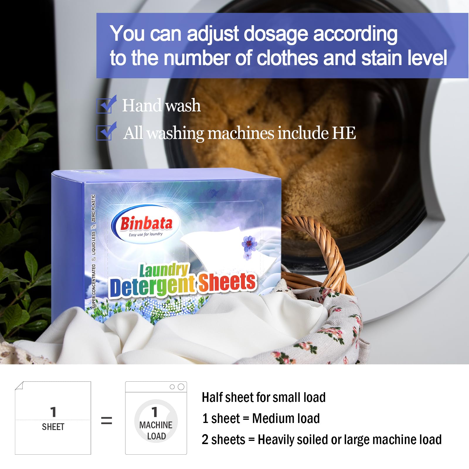 Binbata Laundry Detergent Sheets, 200 Loads Fresh Linen Scent Hypoallergenic Eco-Friendly Laundry Sheets, Biodegradable Plastic Free Liquidless Laundry Sheets Detergent Suitable for Sensitive Skin