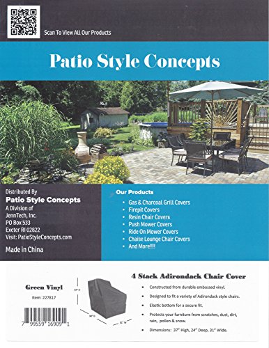 Patio Style Concepts Adirondack Chair Cover (4 Stack) from Embossed Vinyl Protect Patio Furniture