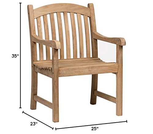 Amazonia SC SUMBAWAARM Newcastle Patio Armchair | Certified Teak | Ideal for Outdoors, 23Lx25Wx35H, Light Brown