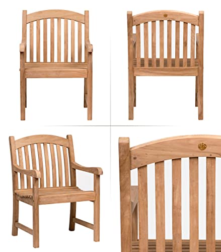 Amazonia SC SUMBAWAARM Newcastle Patio Armchair | Certified Teak | Ideal for Outdoors, 23Lx25Wx35H, Light Brown
