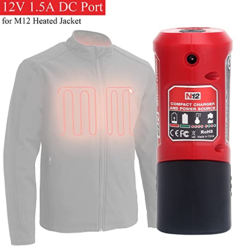 Lasica M12 Battery Charger and Portable Power Source Adapter 48-59-1201, 49-24-2310 Compatible with Milwaukee M12 12V Heated Jacket Battery (M12 USB Charger Adapter-ONLY)